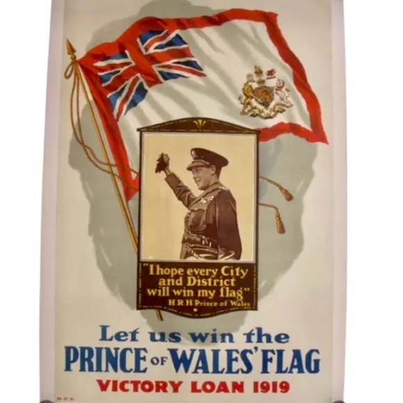 Accents | Vintage Original Wwi Prince Of Wales Flag Poster 35x23 | Poshmark